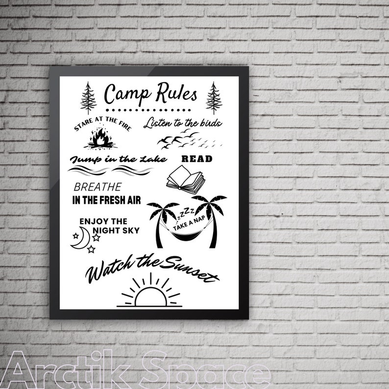 Camping Rules Printable Poster A4 Size Print, Caravan and Camping ...