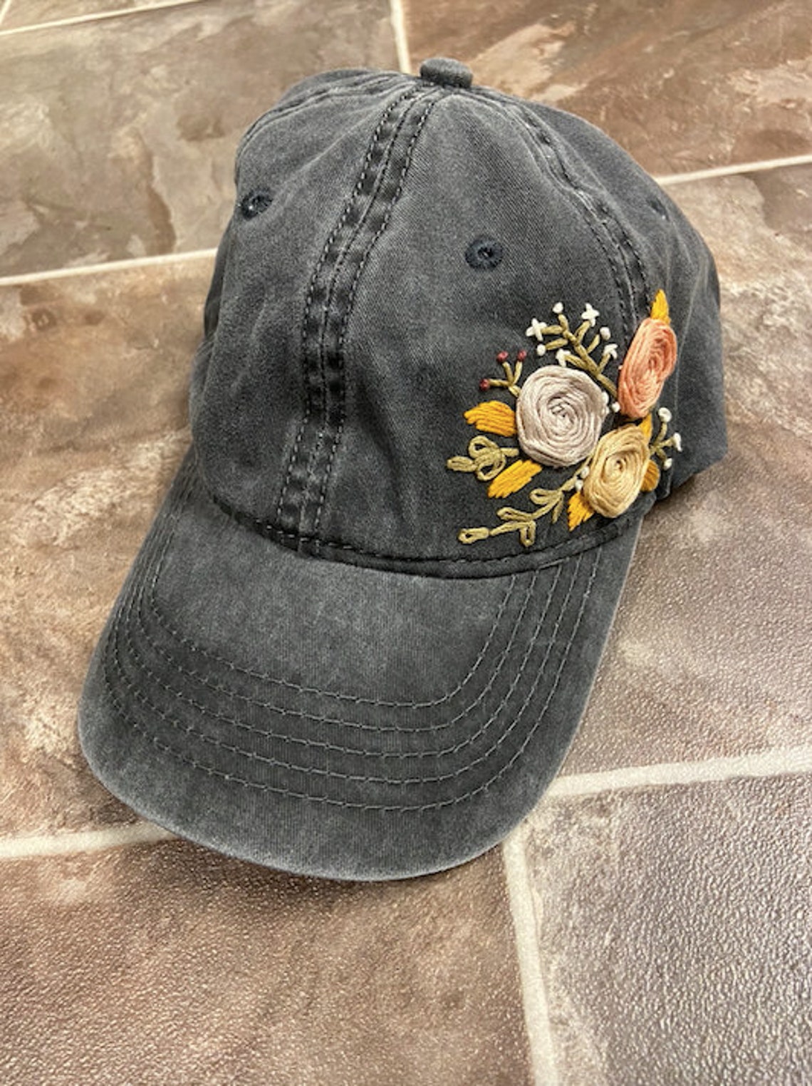 Flower Embroidered Hat, Embroidered Cap, Hat for Women, Gift, Hat - Etsy