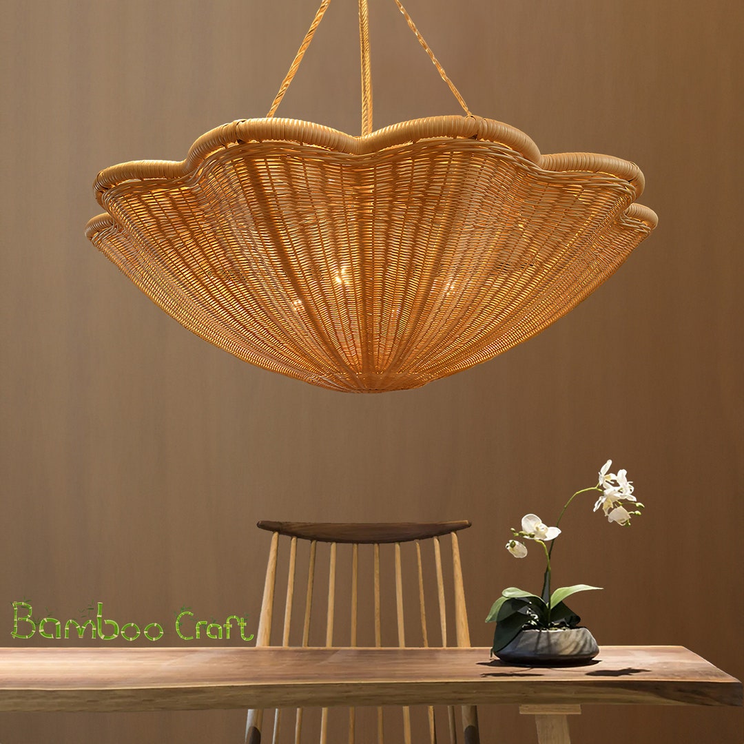 Rattan Pendant Light Large Chandelier Lighting Woven Pendant - Etsy