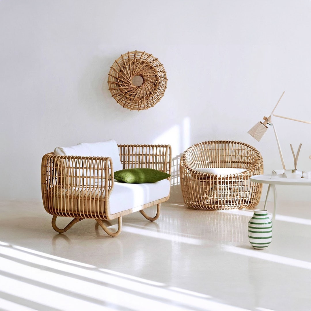 Low Japanese Rattan Coffee Table Sturdy Chair Patio Hollywood Regency ...