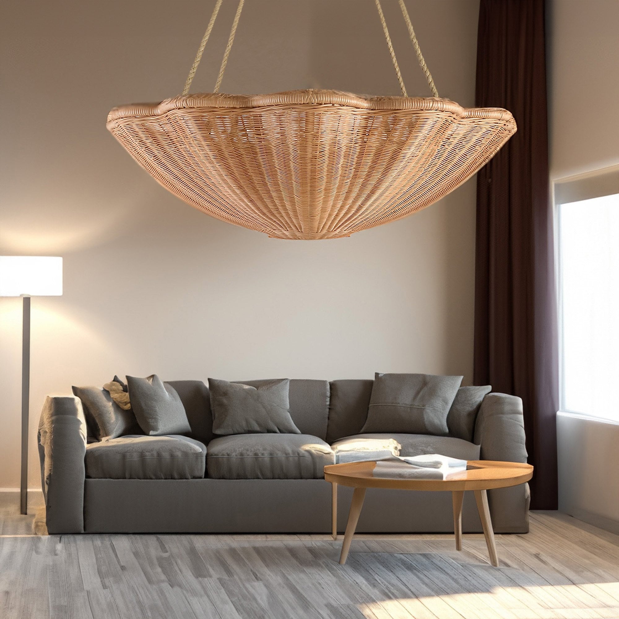 Rattan Pendant Light Large Chandelier Lighting Woven Pendant - Etsy