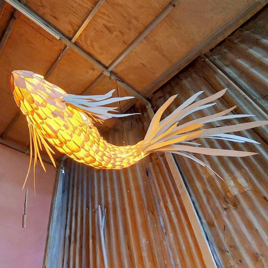 Rattan Pendant Light Fish Lamp Shade Large Fish Chandelier - Etsy