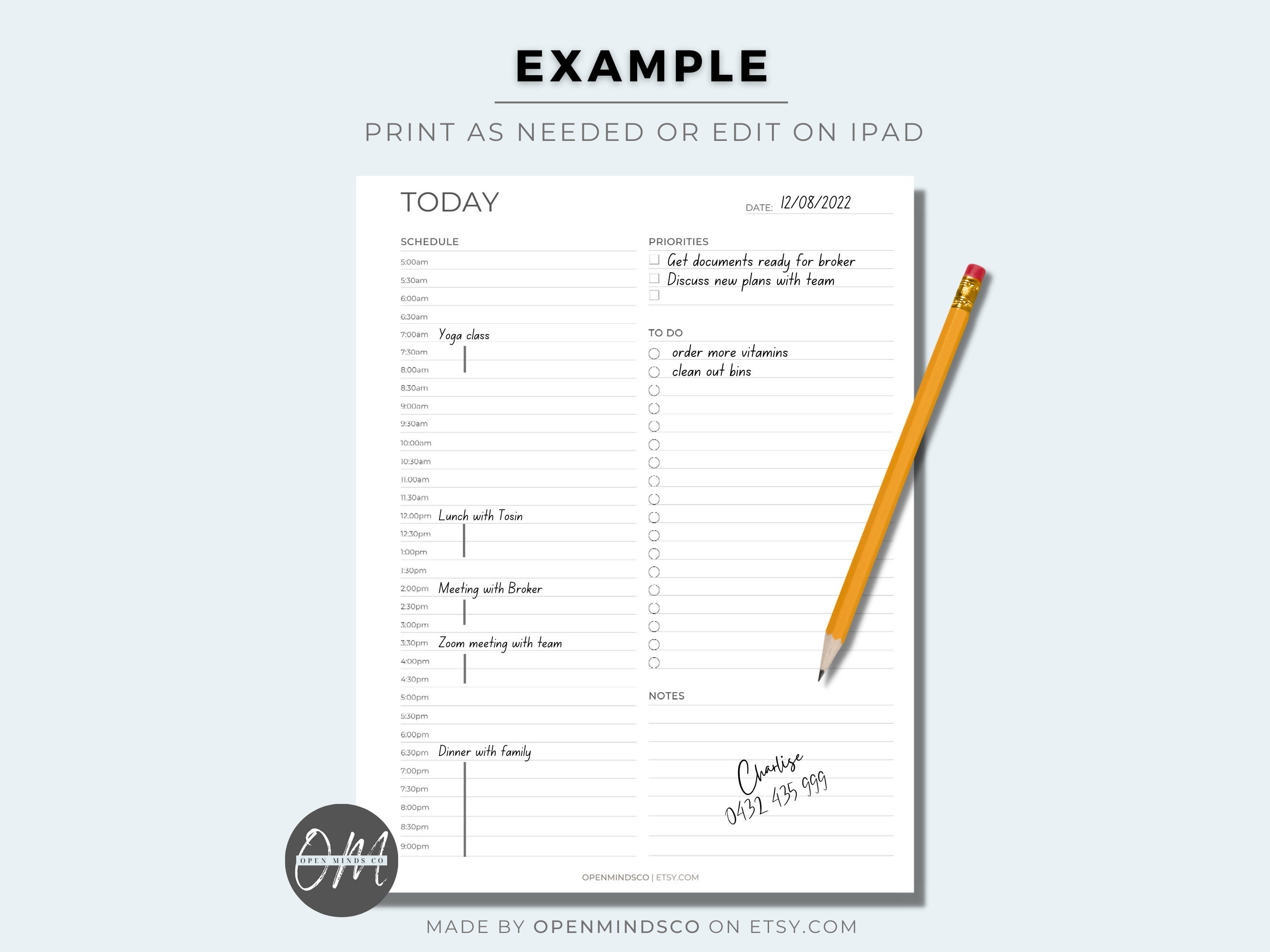 Hourly Daily Planner Printable, Productivity Planner, Daily to Do List ...