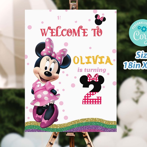 Welcome Board Minnie Mouse - Etsy