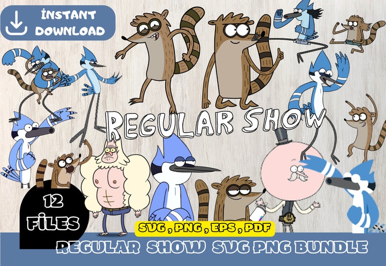 Regular Show Digital Download Pack PNG SVG JPG |clip Art and Image ...