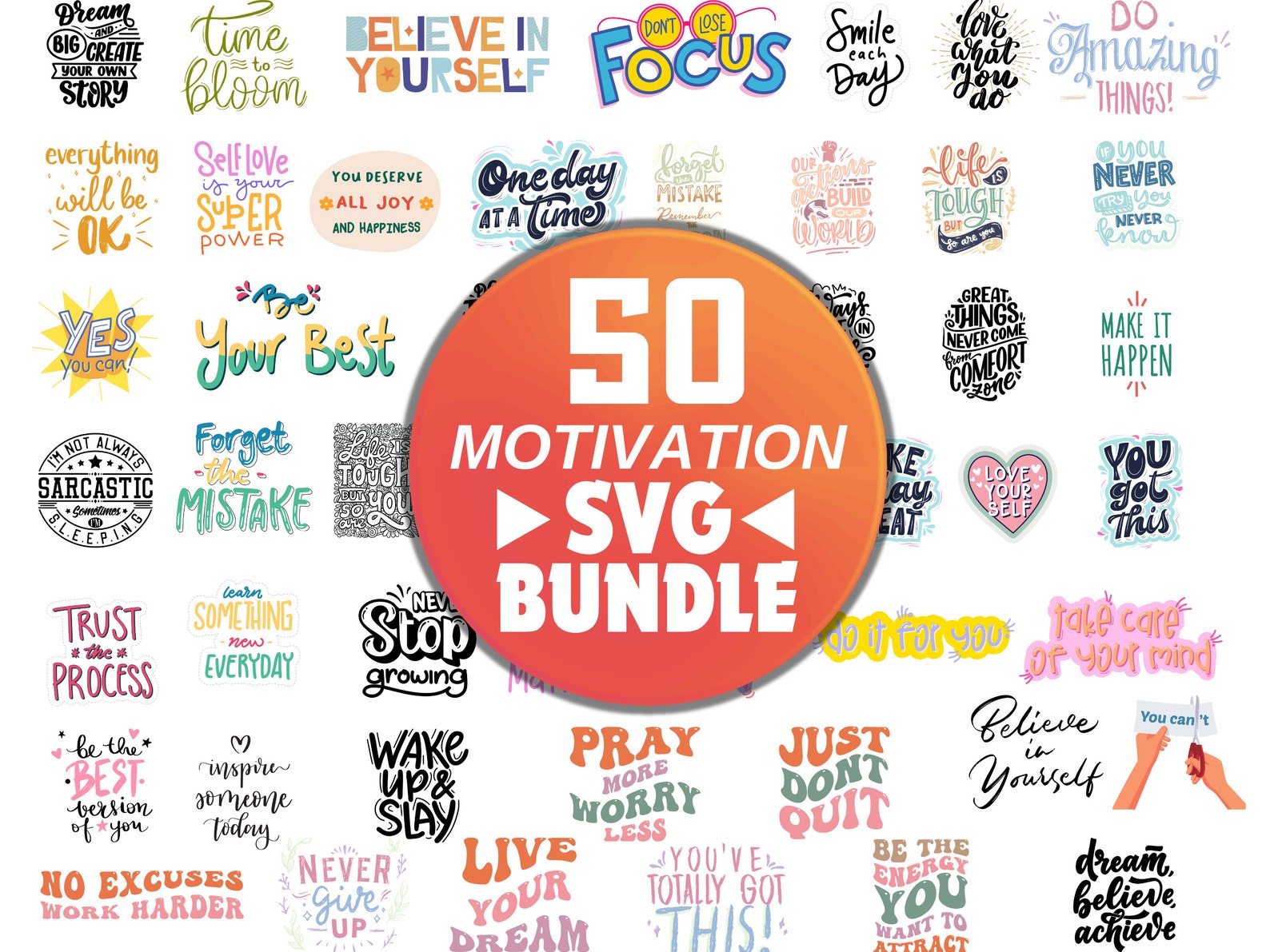 50 Motivational Quotes Svg Bundle, Positive Quote, Saying Svg, Png ...