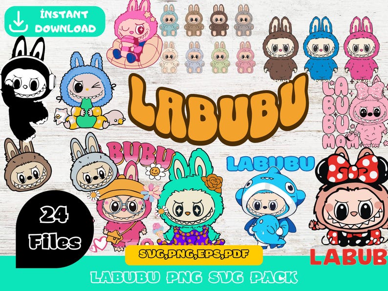 Labubu Digital Download Pack PNG SVG | Clip Art & Image, Birthday ...