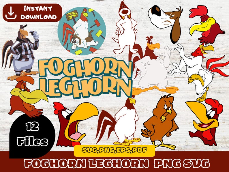 Foghorn Leghorn Digital Download Pack PNG SVG | Clip Art & Image Files ...