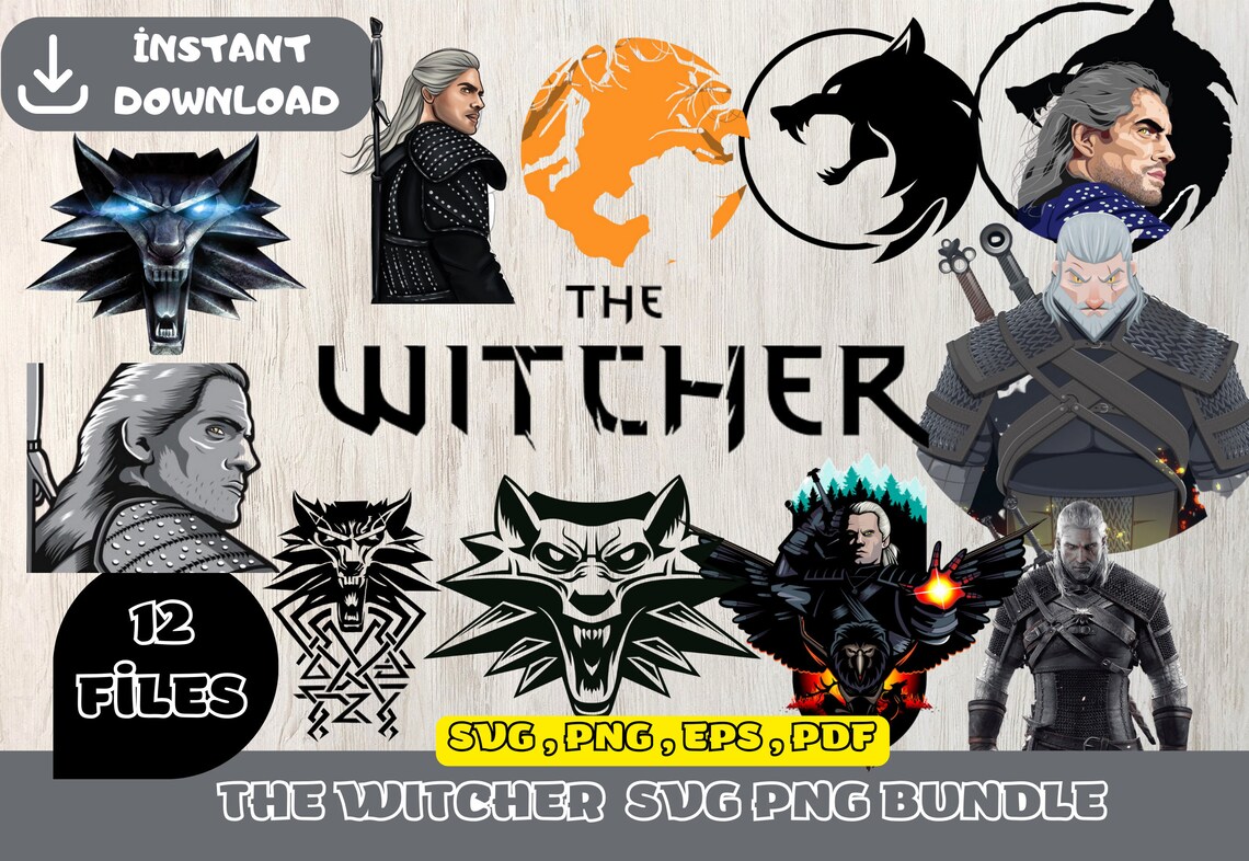 The Witcher Digital Download Pack PNG SVG JPG | Clip Art and Image ...