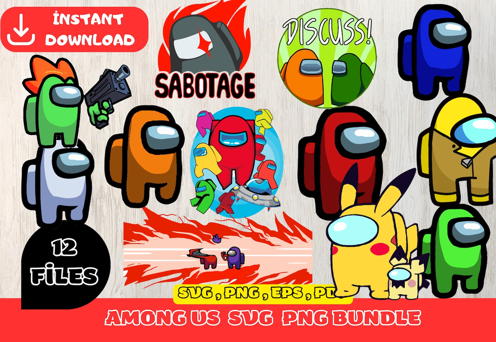 Among Us Digital Download Pack PNG SVG JPG ,among Us Character Svg ...