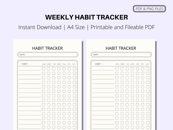 Weekly Habit Tracker Daily Habit Tracker Printable Habit - Etsy