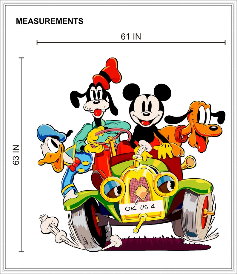 Removable Mickey and Friends Wall Decal Mickey Mouse Wallpaper Goofy ...