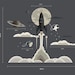 Spaceship Take off Wall Decal Rocket Lift off Wall Stickers Moon Wall ...