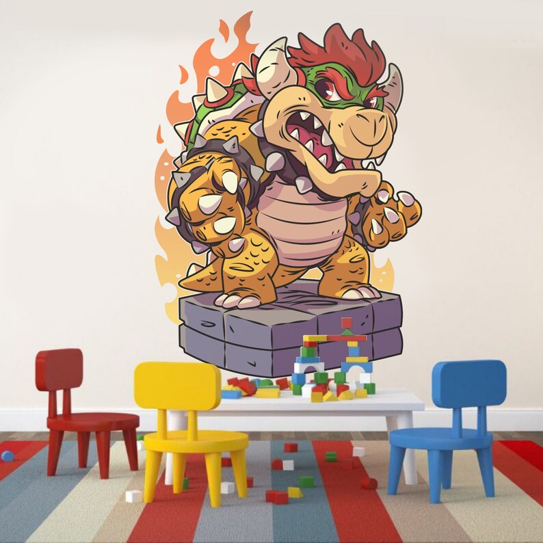 Peel and Stick King Koopa Wall Decal Super Mario Bowser Wall Art ...