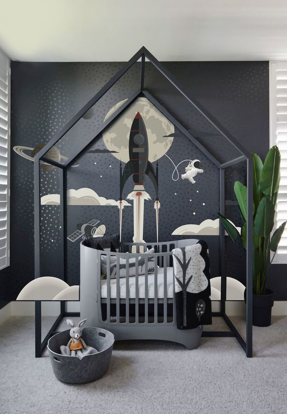 Rocket Wall Decal Spaceship Wallpaper Galaxy Wall Sticker - Etsy