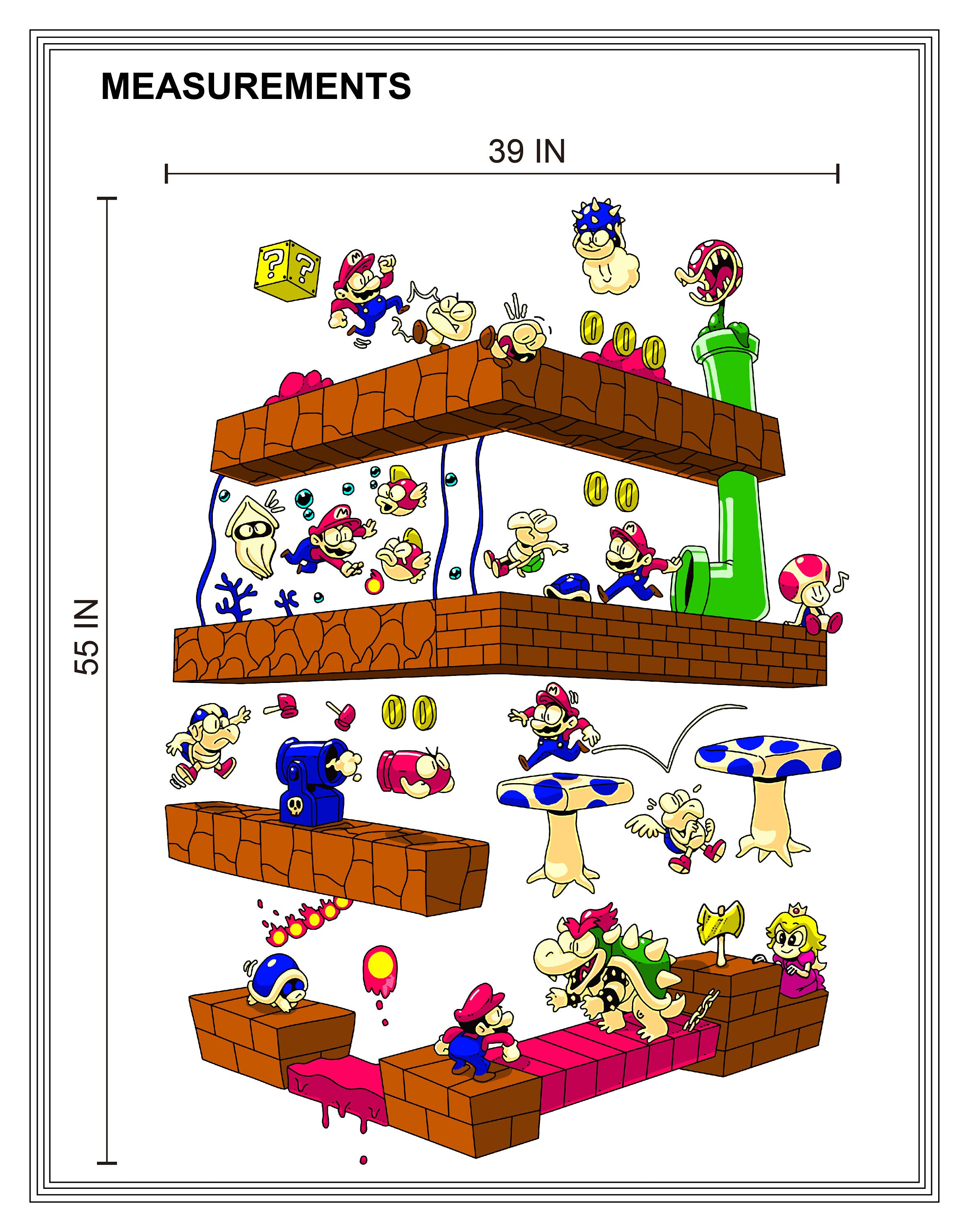 Super Mario Wall Decal Nintendo Games Wall Mural King Koopa Wallpaper ...