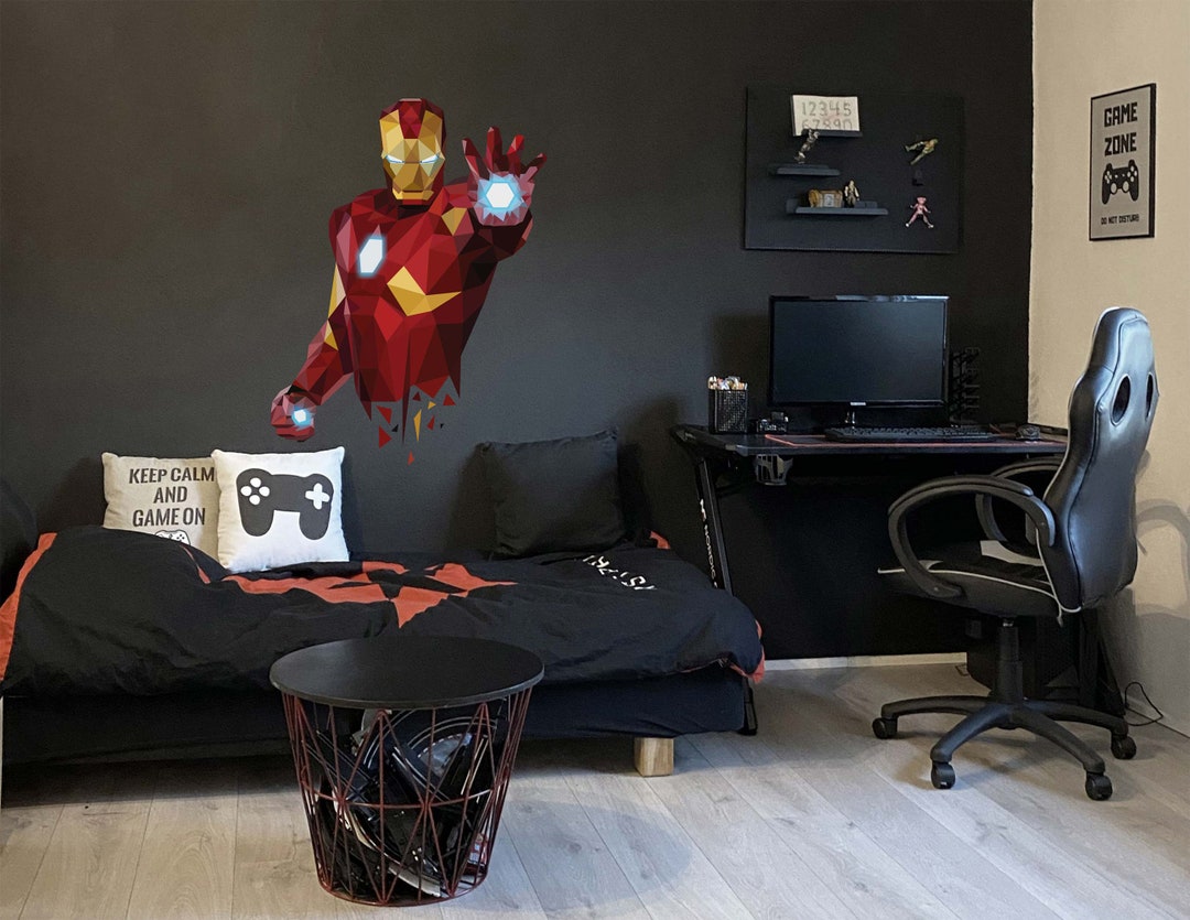 Peel and Stick Iron Man Wall Decal Avengers Wall Sticker for Besroom ...
