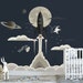 Spaceship Take off Wall Decal Rocket Lift off Wall Stickers Moon Wall ...