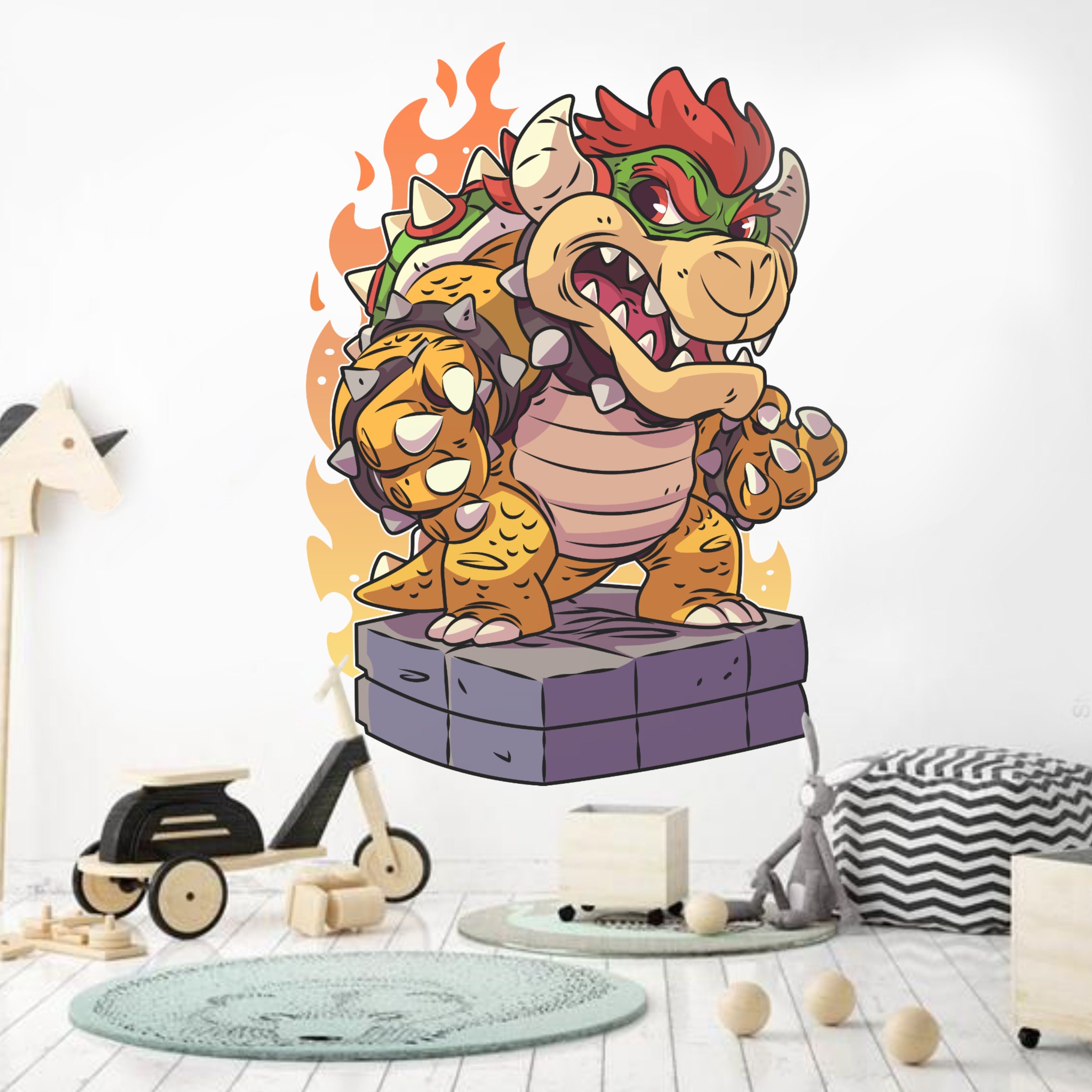 Peel and Stick King Koopa Wall Decal Super Mario Bowser Wall Art ...
