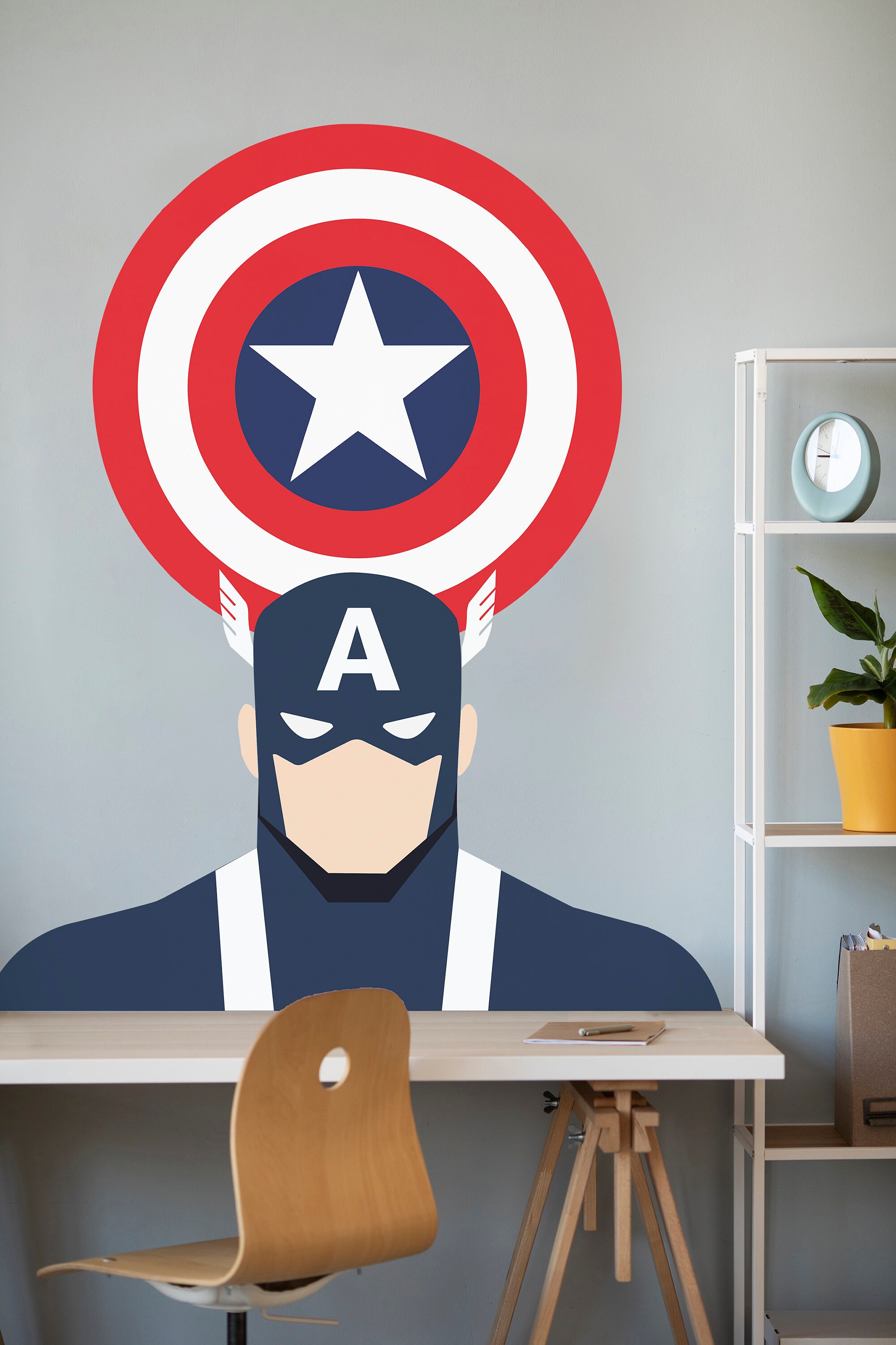 Removable Wall Sticker Marvel Wallpaper Captain America Wall Decal for ...