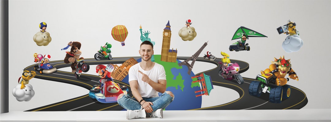 Super Mario Wall Decal Mario Kart Wall Sticker Nintendo Games Wallpaper ...