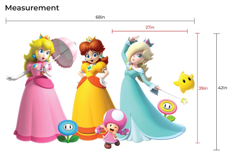 Princess Peach Wall Decal: Super Mario Girl Room Decor - Etsy