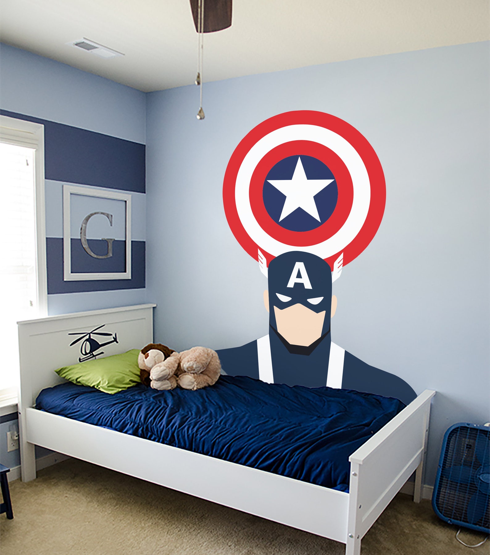 Removable Wall Sticker Marvel Wallpaper Captain America Wall Decal for ...