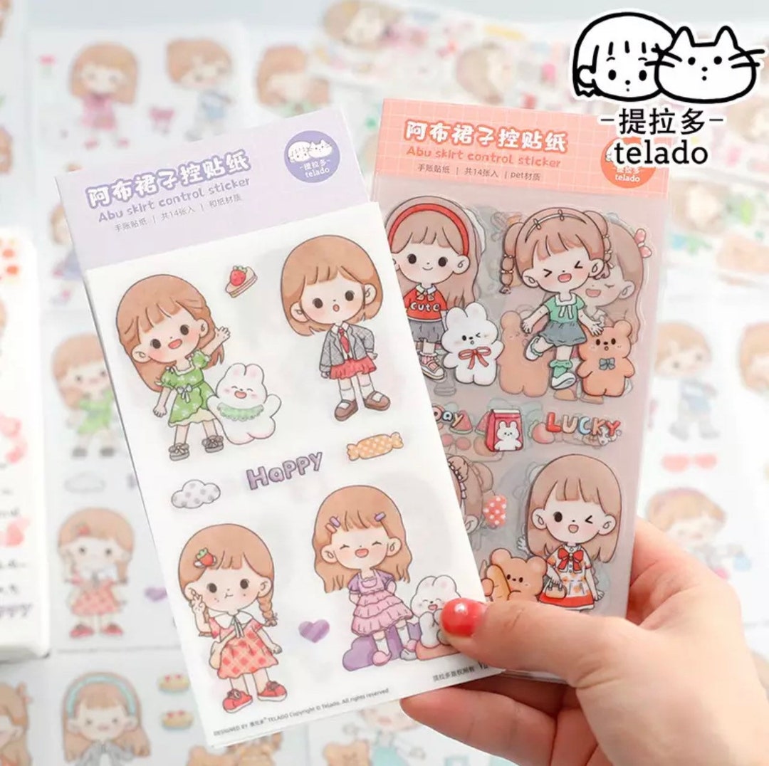 7 Sheets Pack Kawaii Stickers Girl Stickers Cute Stickers - Etsy