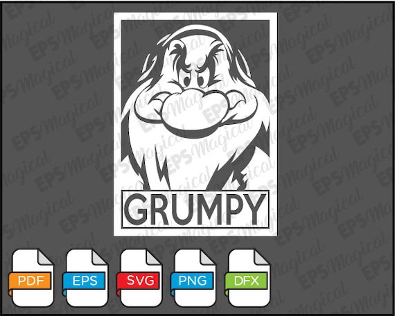 Grumpy SVG EPS Grumpy Vector Clipart Snow White SVG Pdf - Etsy