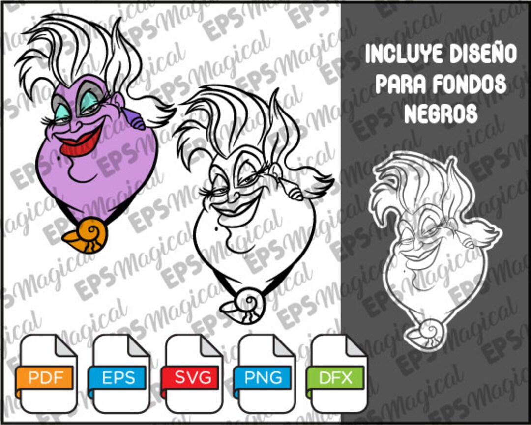 Ursula SVG, EPS, Lifestyle Vector, Clipart, Little Mermaid SVG, Pdf ...