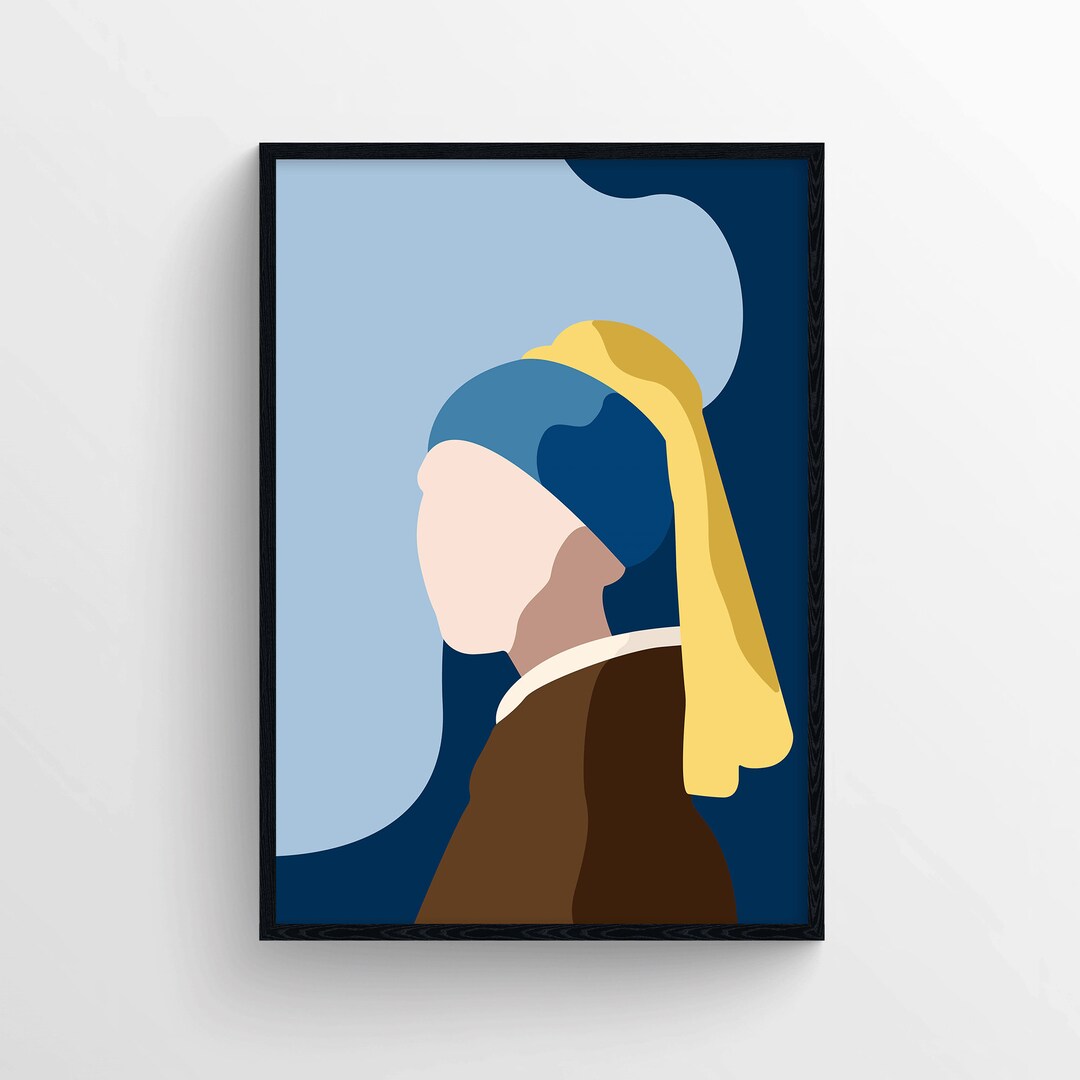 Girl With a Pearl Earring Poster, Minimalist Abstract Vermeer Wall Art ...