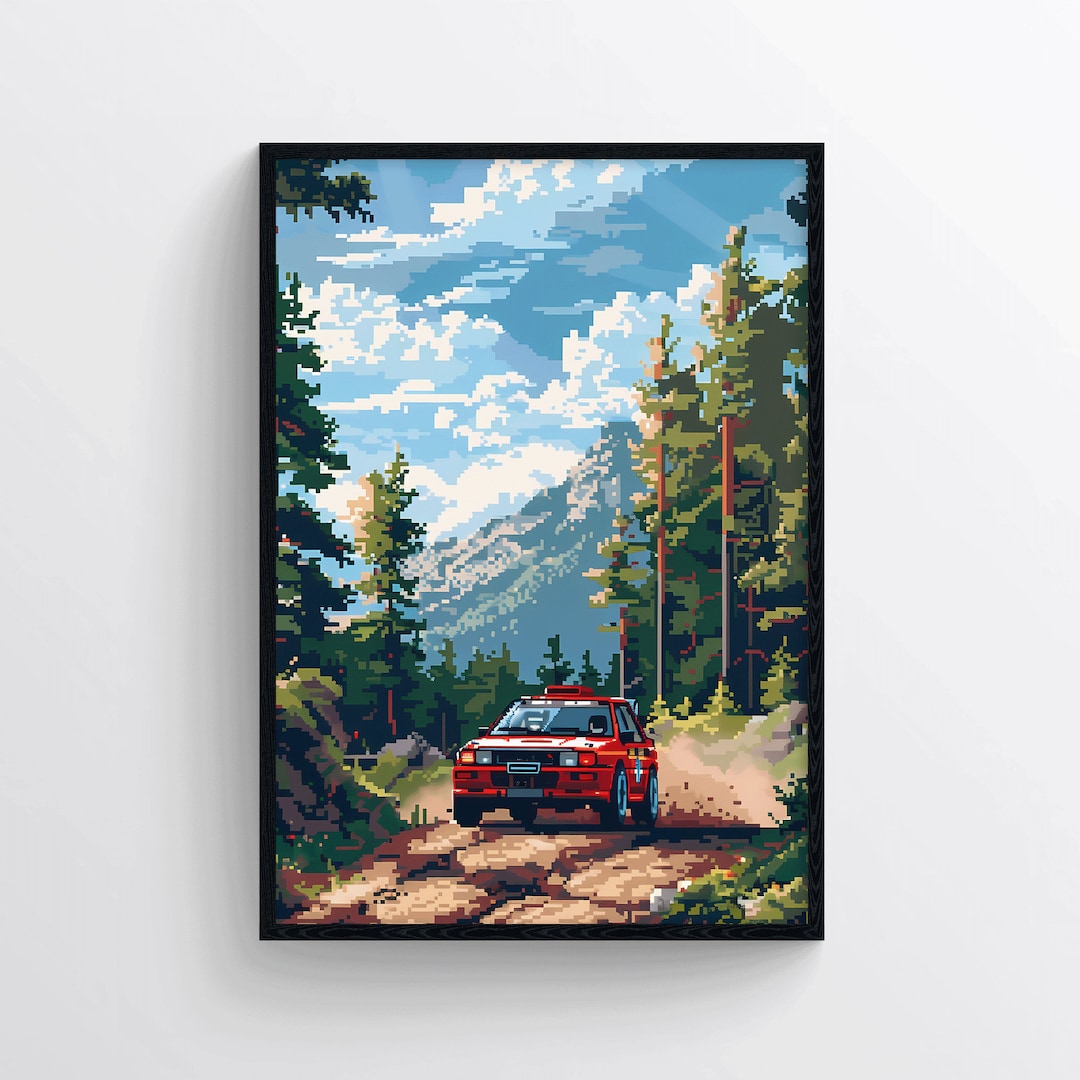 Retro Pixel Art Poster – 8-bit Style Sports Car Print – 80s Video Game ...