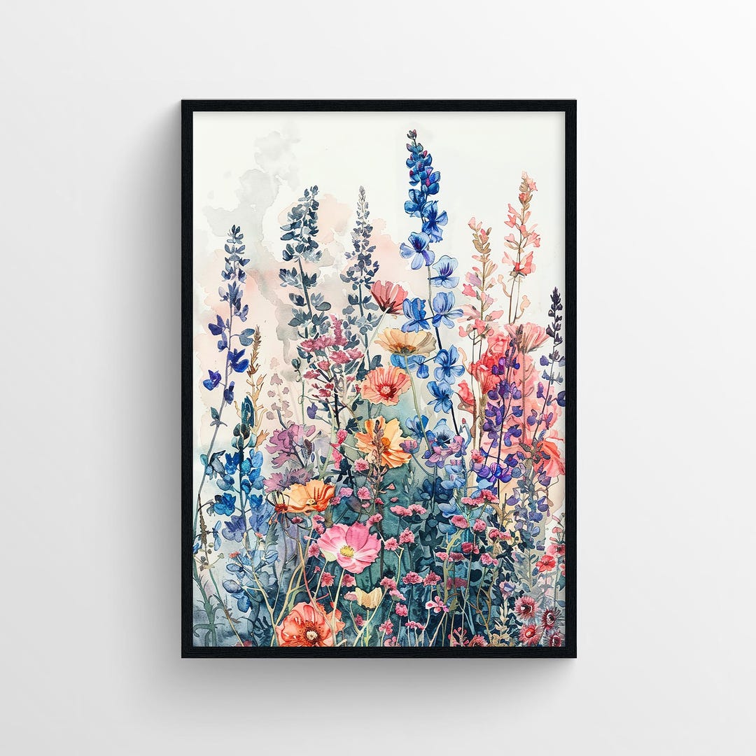 Wildflower Watercolor Poster Print – Botanical Floral Wall Art for ...