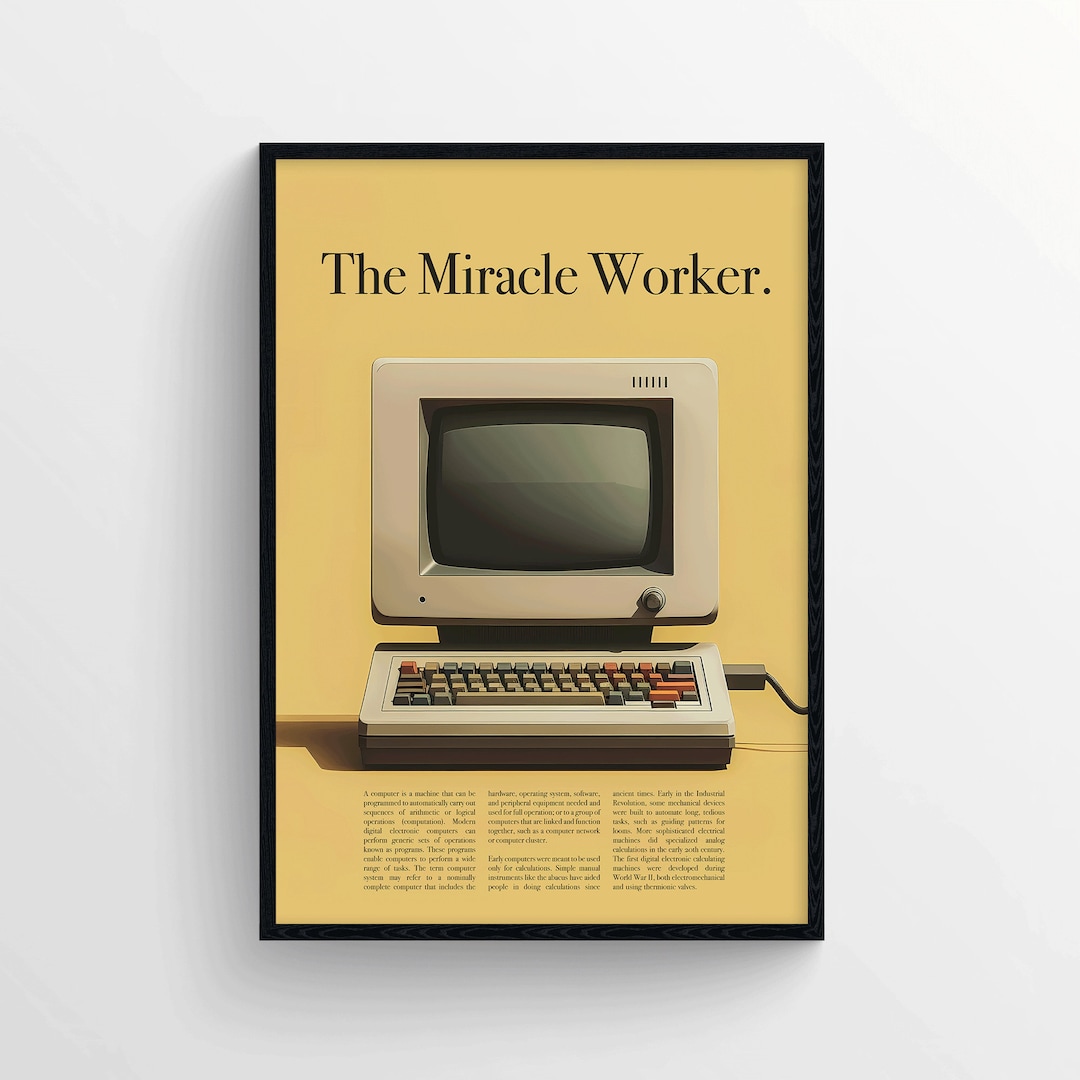 Computer Retro Advertising Poster, 1990s Style Advertisement Print ...
