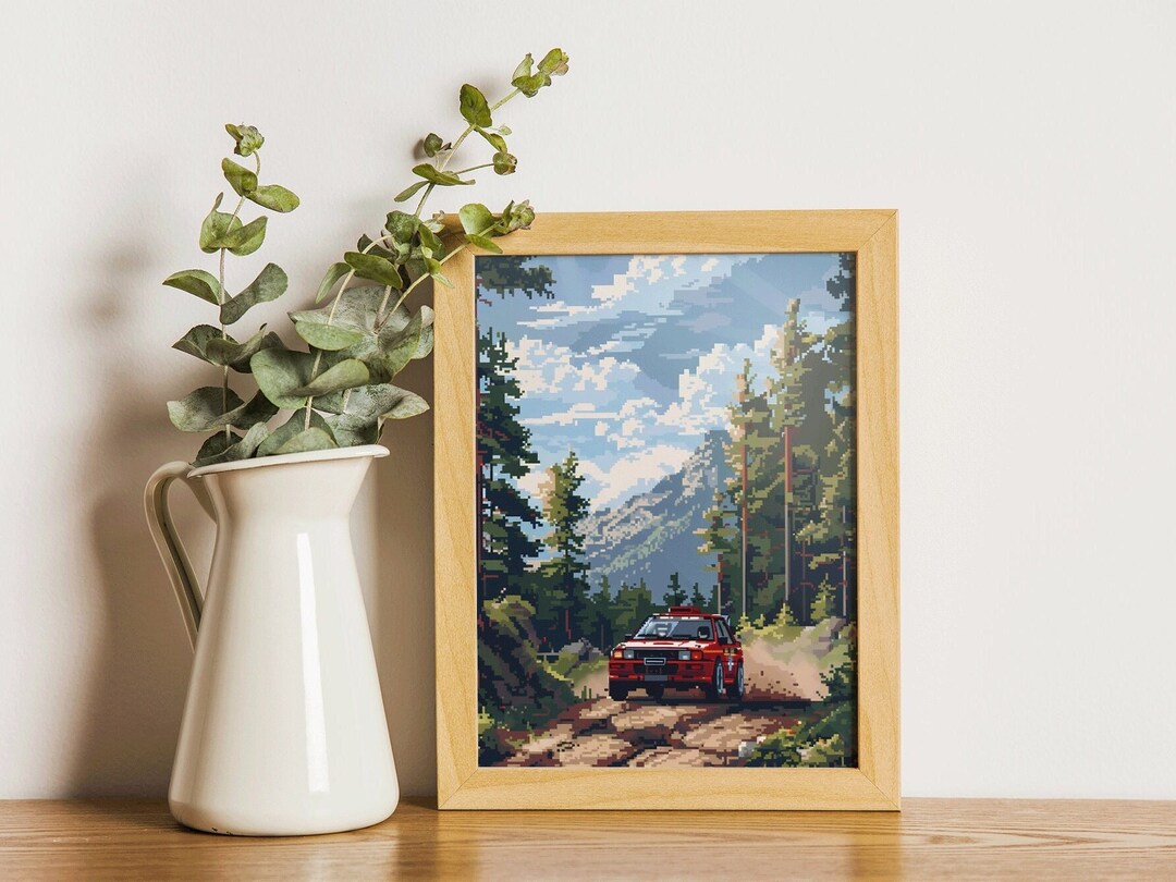 Retro Pixel Art Poster, 8-bit Style Print, Sports Car 80s Video Game ...