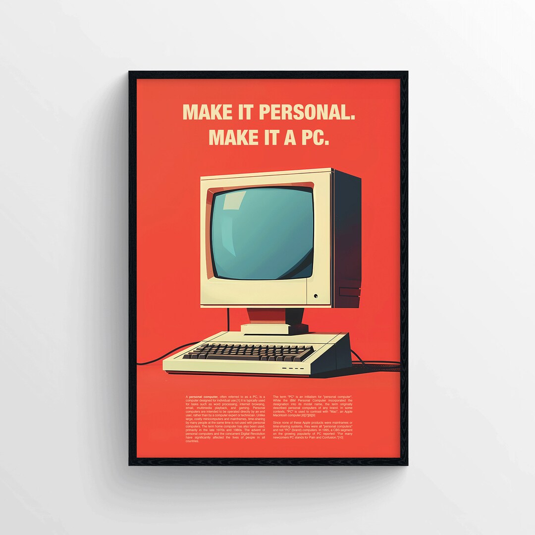 Vintage Computer Print 1990s Technology Poster Retro IBM Advertisement ...