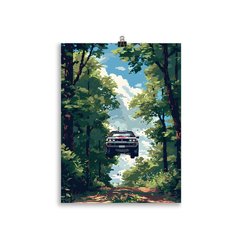 Rally Car Pixel Art Poster Print – Retro 8-bit Racing Wall Art for ...