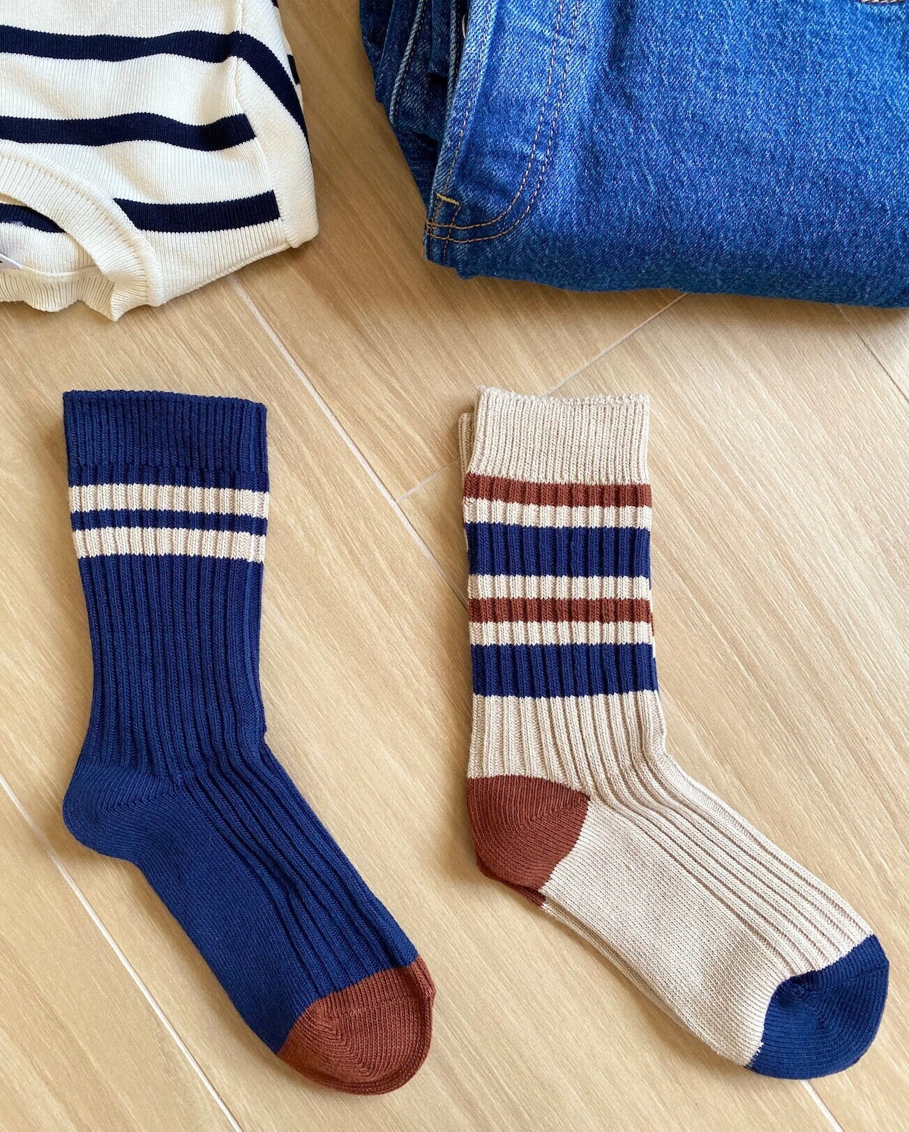 Vintage Style Striped Socks - Etsy