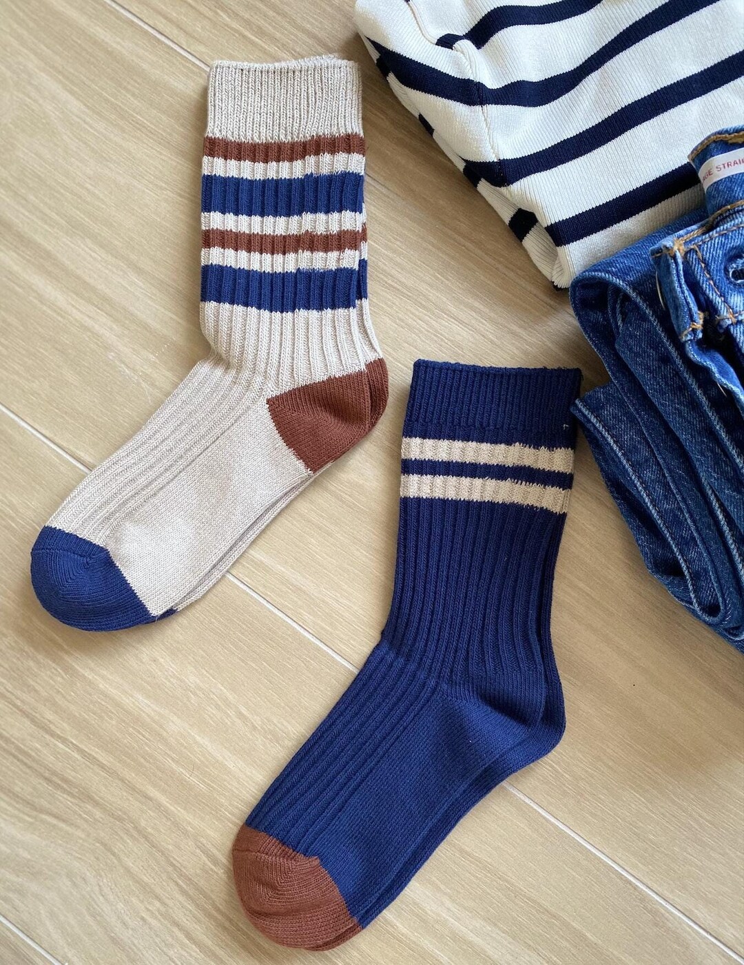 Vintage Style Striped Socks - Etsy