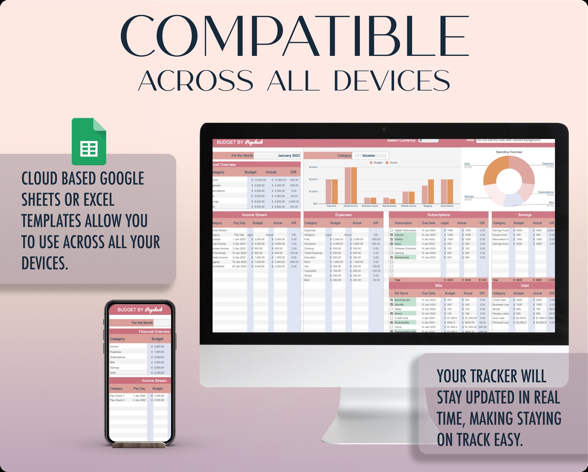 Excel Monthly Budget Template Budget Spreadsheet Monthly - Etsy