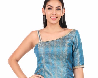One Shoulder Blouse Saree - Etsy