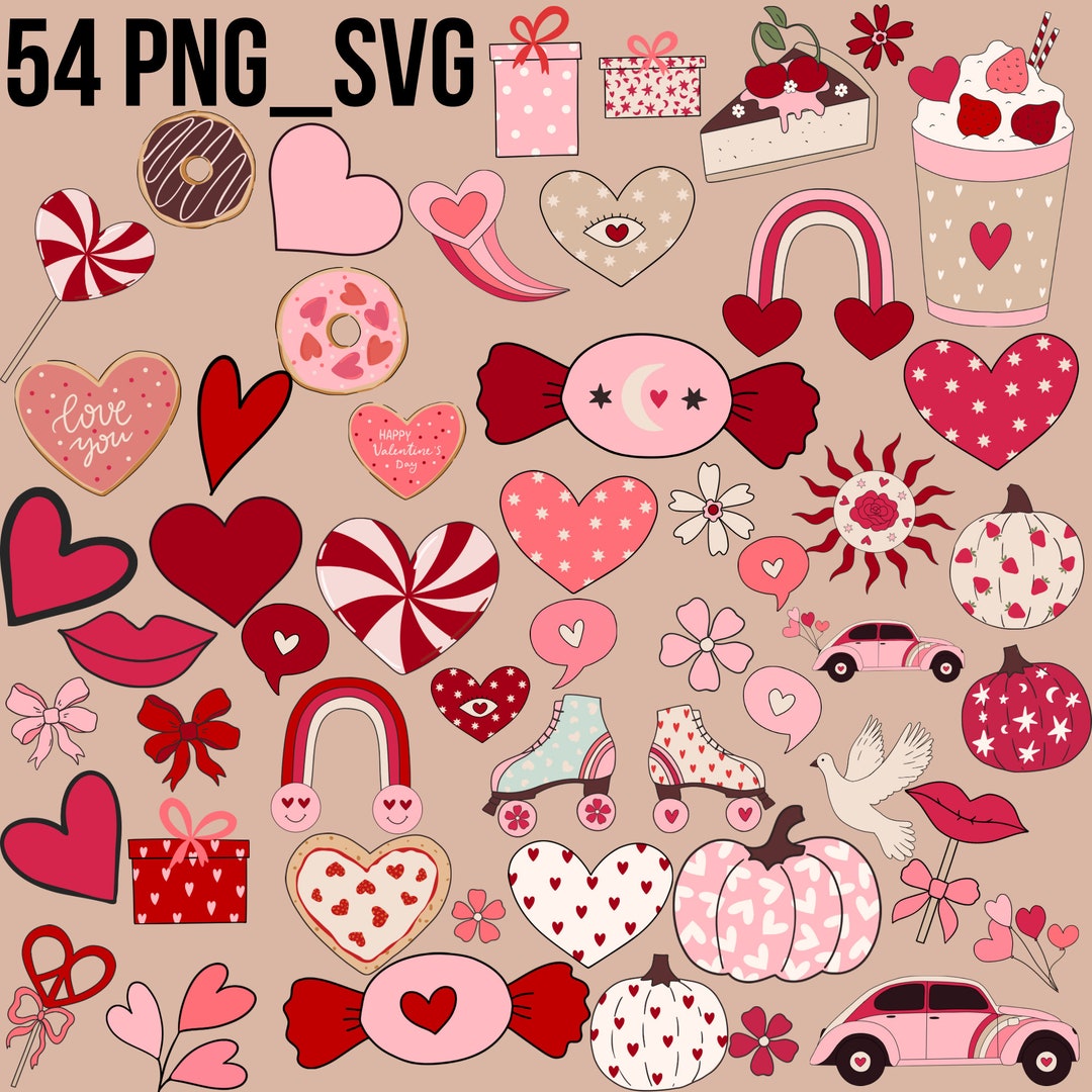 Gloovy Valentines Day Retro Png, Groovy Heart Clipart Candy, Valentines ...
