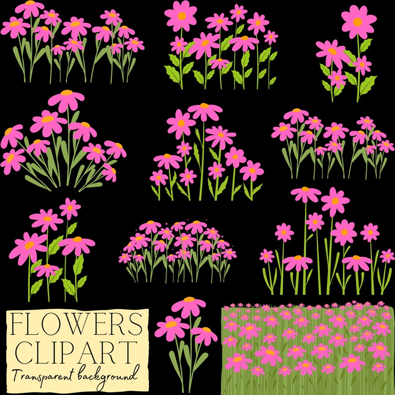 Flower Clipart Bundle PNG, Flower Bouquet PNG, Clipart Art Set, Spring ...