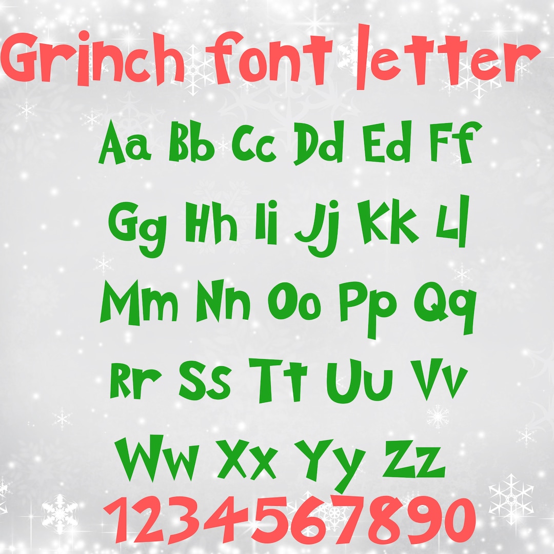 Grinch Font Christmas Alphabet Fonts Grinch Number Grinch - Etsy Canada
