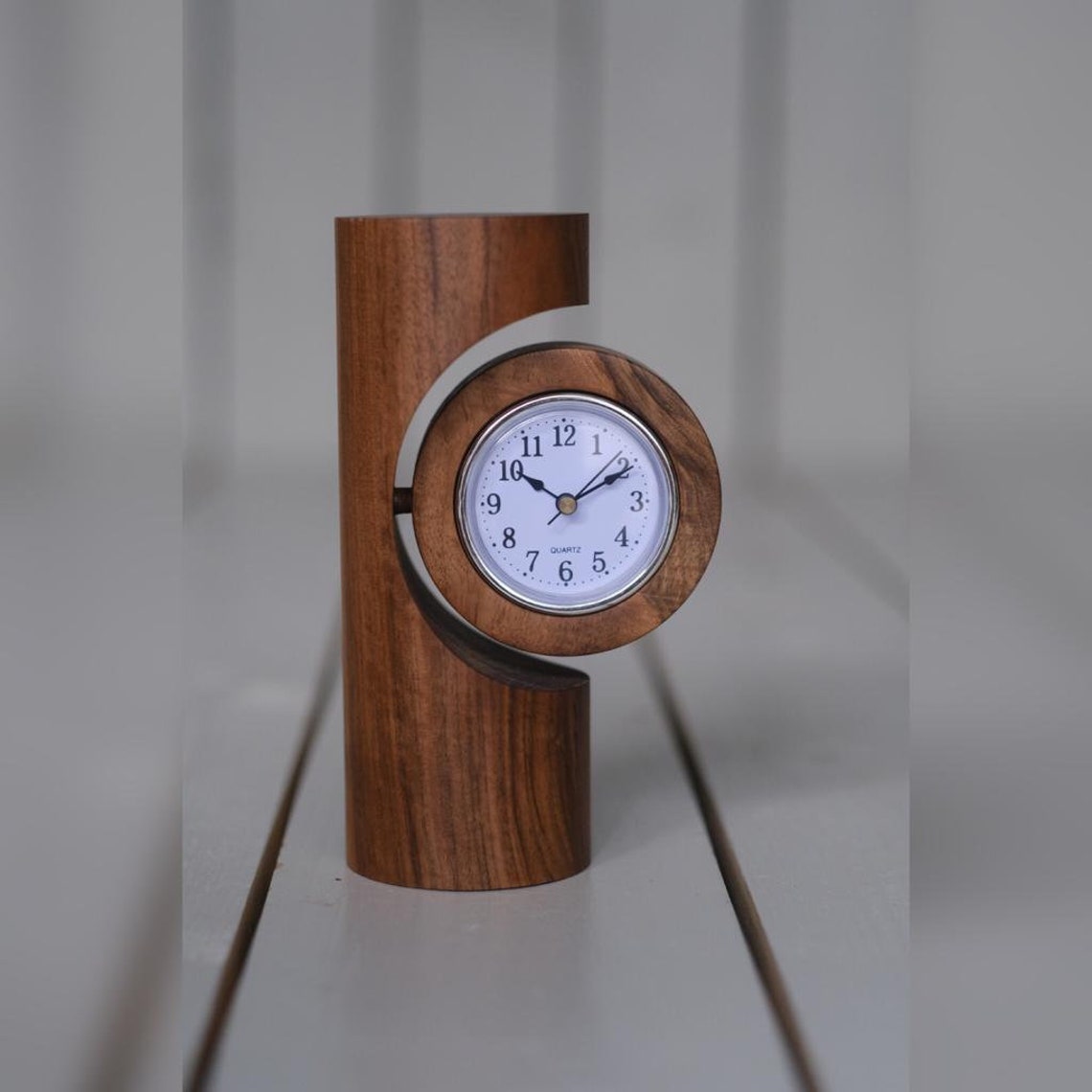Wooden Table Clock S003 It is Made of Walnut Wood and Will Add a ...