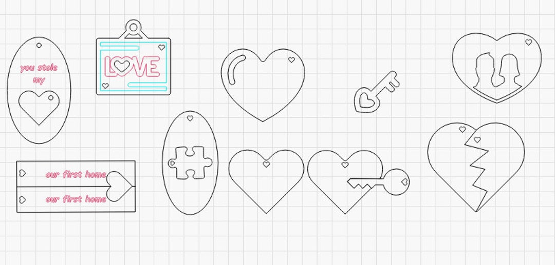 Nine Couple Keychains Laser Cut File for Lightburn - Etsy