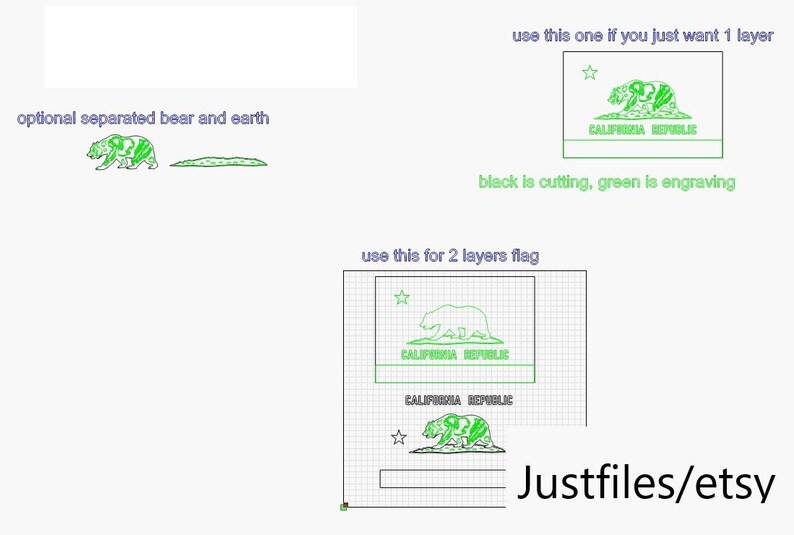 California Flag Svg and Lightburn 2 Layers File - Etsy