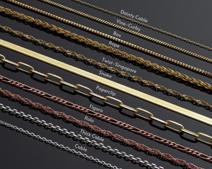 14K Gold Chain Necklace - 12 14 16 18 20 22 Inch Gold Chain - Paperclip ...