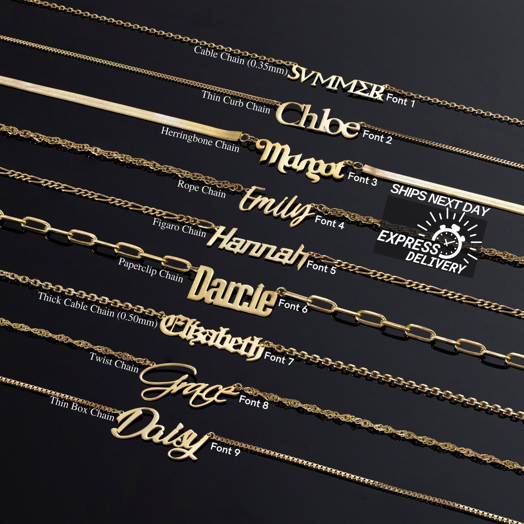 Custom Name Plate Necklace, Gold Name Necklace, Nameplate Necklace ...