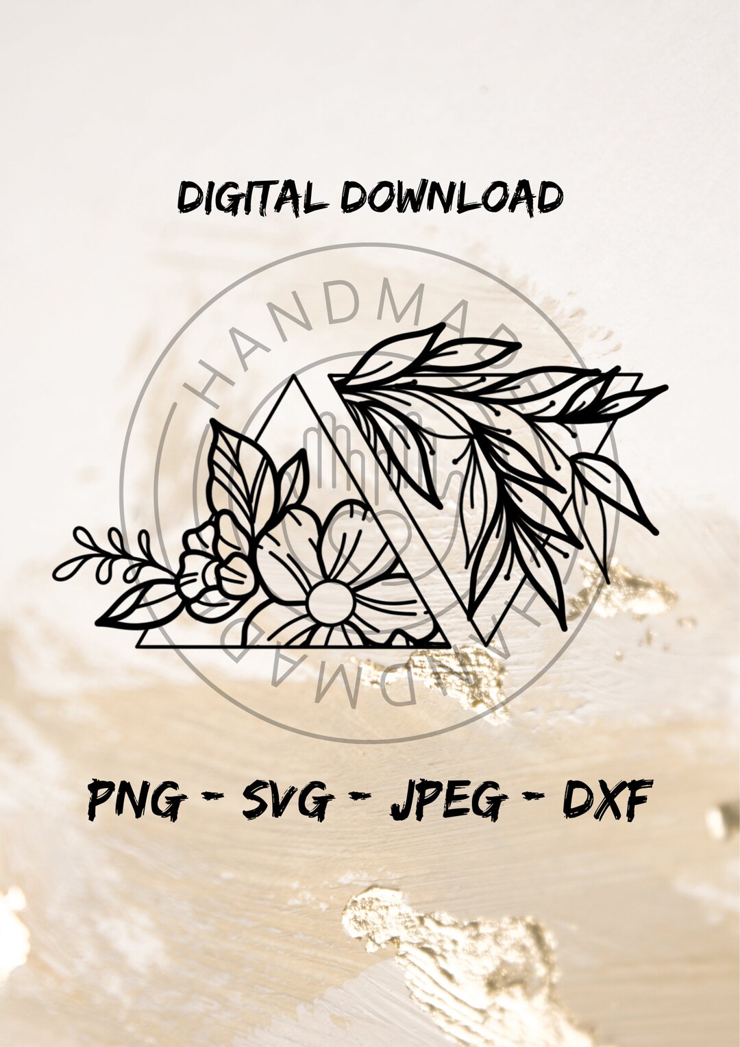 Plotter File Flower Triangle SVG JPG PNG Digital Download Hand-drawn ...